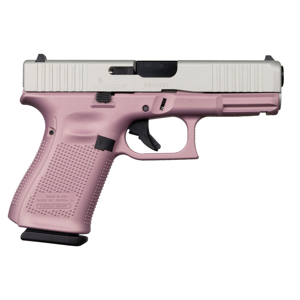 Glock 19 Gen5 9mm, 4.02" Barrel, Pink, Satin Aluminum Cerakoted Slide ...