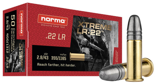 Norma Ammunition 22 LR, 43gr, Lead Round Nose, 50rd Box - Impact Guns