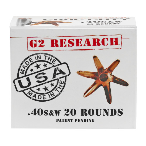 G2 Research Civic Duty 40 Smith & Wesson, 122gr, Lead Free Copper, 20rd ...