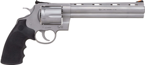 Colt Python 357 Magnum, 8" Barrel, Stainless Steel, Black Rubber Grip ...