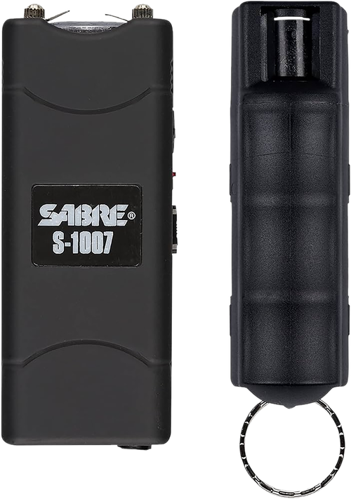 Sabre Stun Gun and Pepper Spray Package, Black Color, Stun Gun Built-In ...