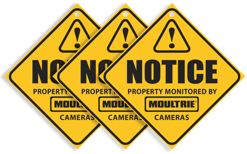 Moultrie MCA-13133 Camera Surveillance Signs Yellow 3 Per Pkg - Impact Guns