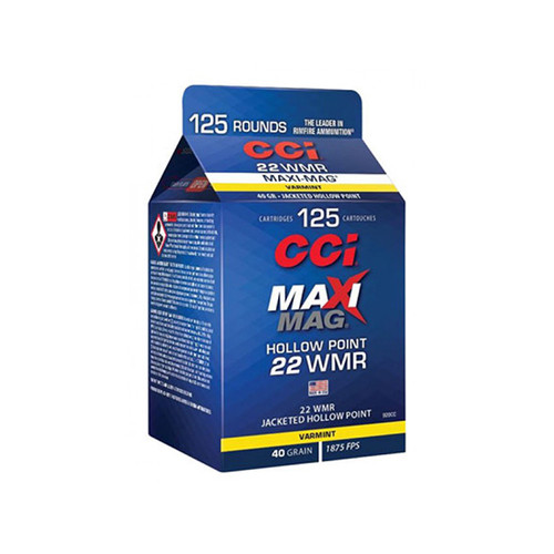 CCI Maxi-Mag .22 WMR, 40gr, Jacketed Hollow Point, 125rd Box - Impact Guns