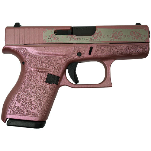 Glock 42 Custom "Glock & Roses Medusa Pink" 380 ACP, 3.2" Barrel, 6rd ...
