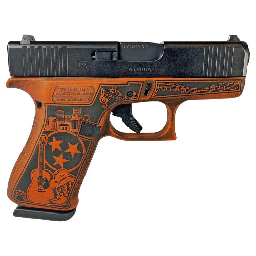 Glock 43x Custom "Distressed Tennessee Orange" 9mm, 3.41" Barrel, 10rd ...