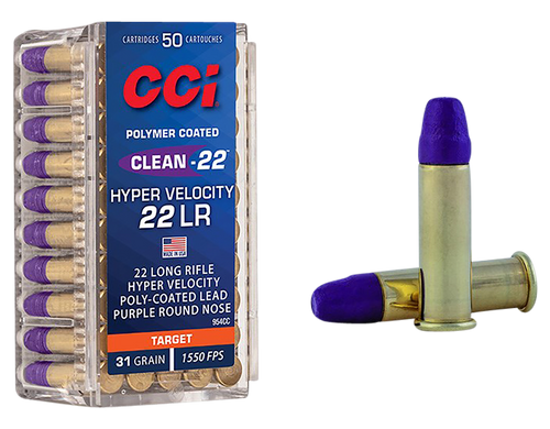 CCI Clean-22 Hyper Velocity 22 LR, 31gr, LN Purple, 50Bx/100Cs - Impact ...