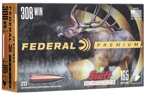 Federal Premium Hunting 308 Win, 165gr, Swift Scirocco II, 20rd Box ...