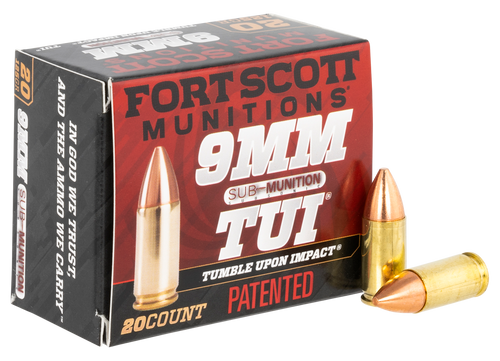 Fort Scott Self Defense 9mm, 125gr, Subsonic, Solid Copper Spun, 20rd ...