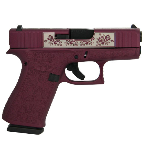 Glock 43x Custom 9mm, 3.41" Barrel, "Black Cherry Paisley", 10rd ...