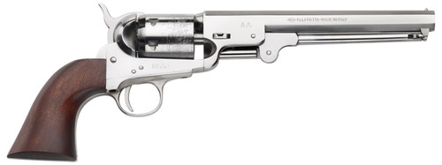 Pietta 1851 Navy Yank 36 Caliber, 7.5" Barrel, Silver Polished Frame ...