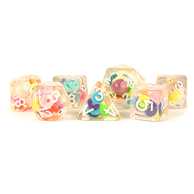 Metallic Dice Games 16mm Resin Poly Set Critical Loops w/White 7 Role ...