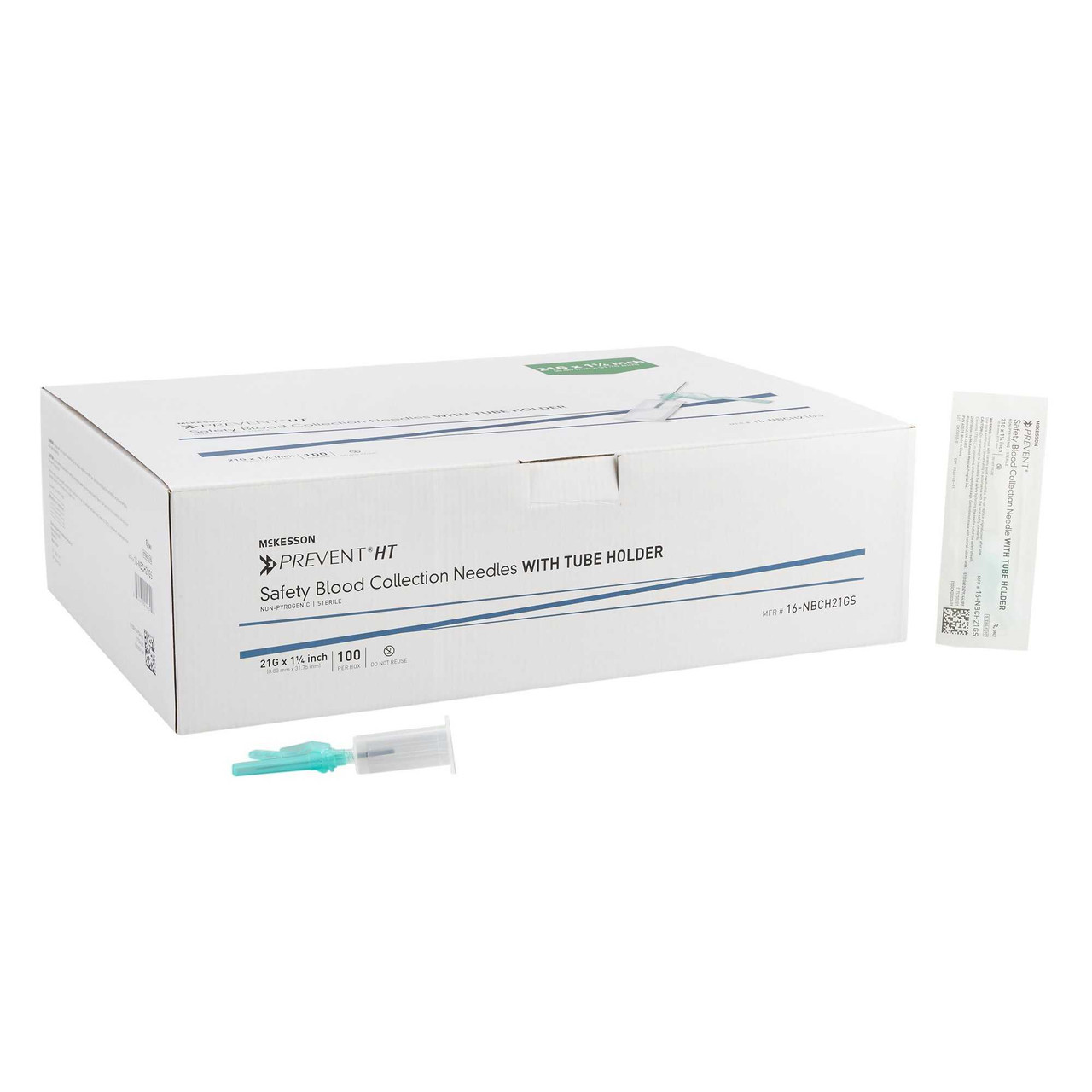 McKesson Prevent® HT Blood Collection Needle with Holder 21 Gauge 1-1/4 ...