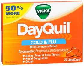 Cold and Cough Relief DayQuil® 325 mg - 10 mg - 5 mg Strength Gelcap 24 ...