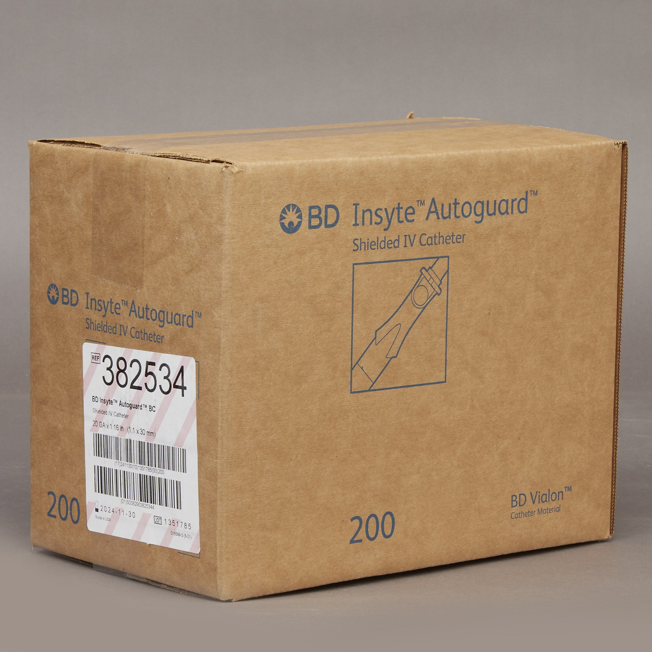 Peripheral IV Catheter Insyte Autoguard BC 20 Gauge 116 Inch BD Vialon ...