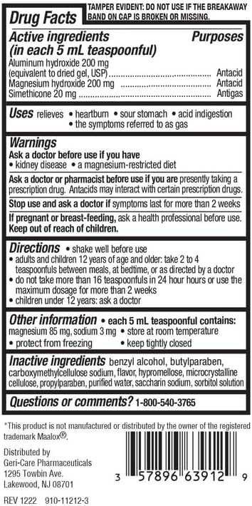 Antacid Geri-Care® Oral Suspension 12 oz. QMLX-12-GCP | Pharmaceuticals