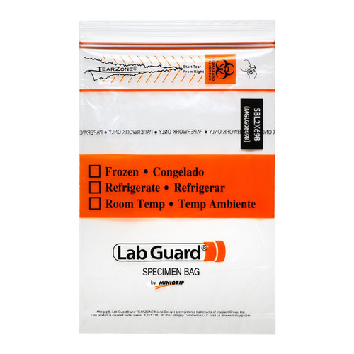 Specimen Transport Bag with Document Pouch Lab Guard® TearZone® 6 X 9 ...