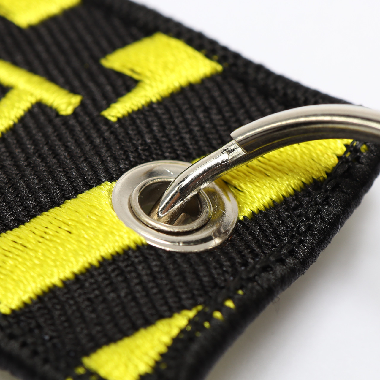Pull To Eject Keychain, Black & Yellow
