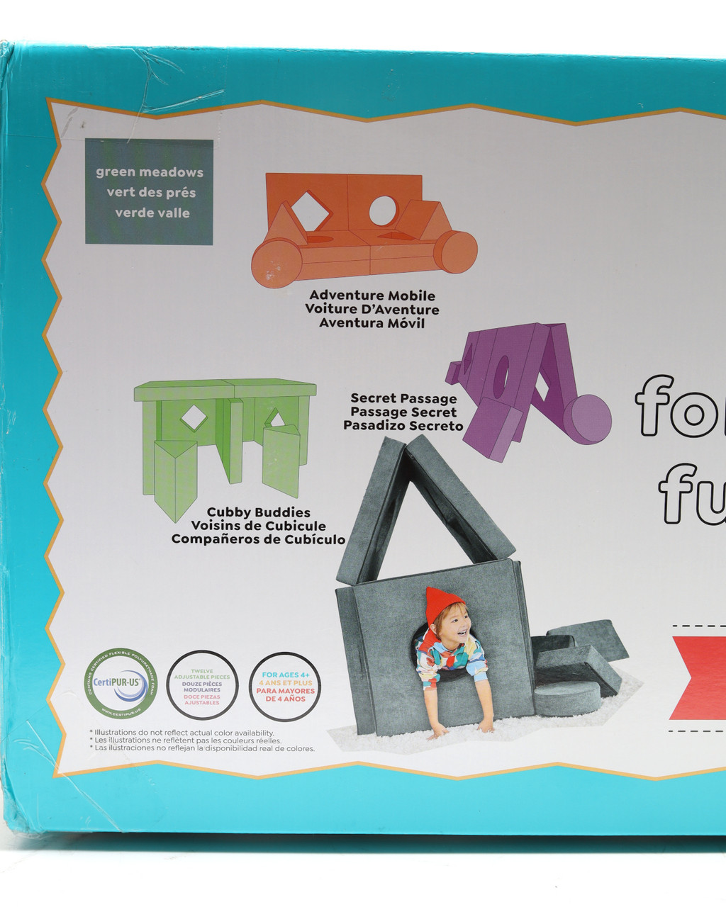 Yourigami Kids Convertible Play Fort, Green