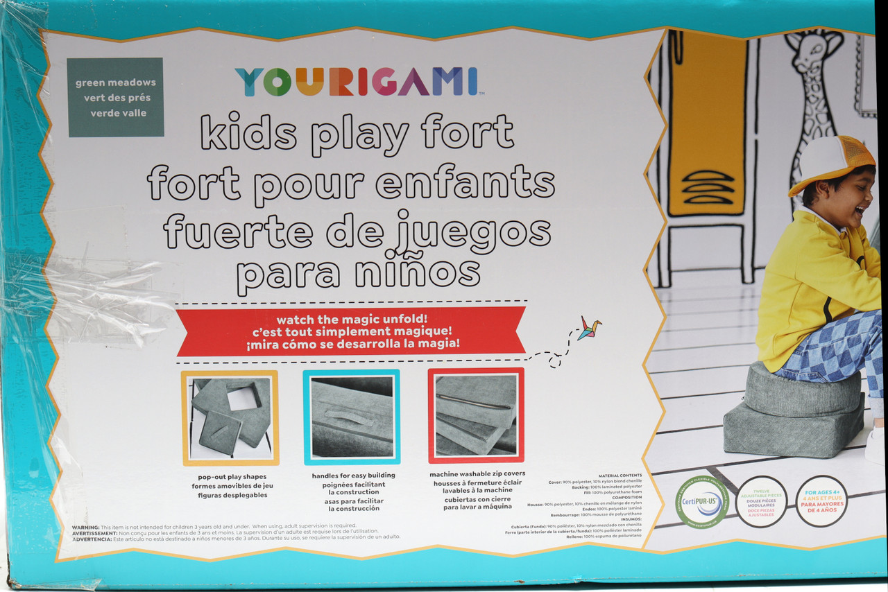 Yourigami Kids Convertible Play Fort, Green