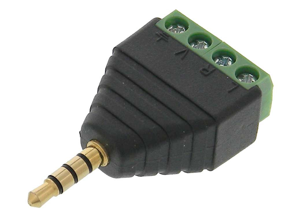 1/8" 3.5mm 4-Contact TRRS Plug to Terminal Strip Adapter