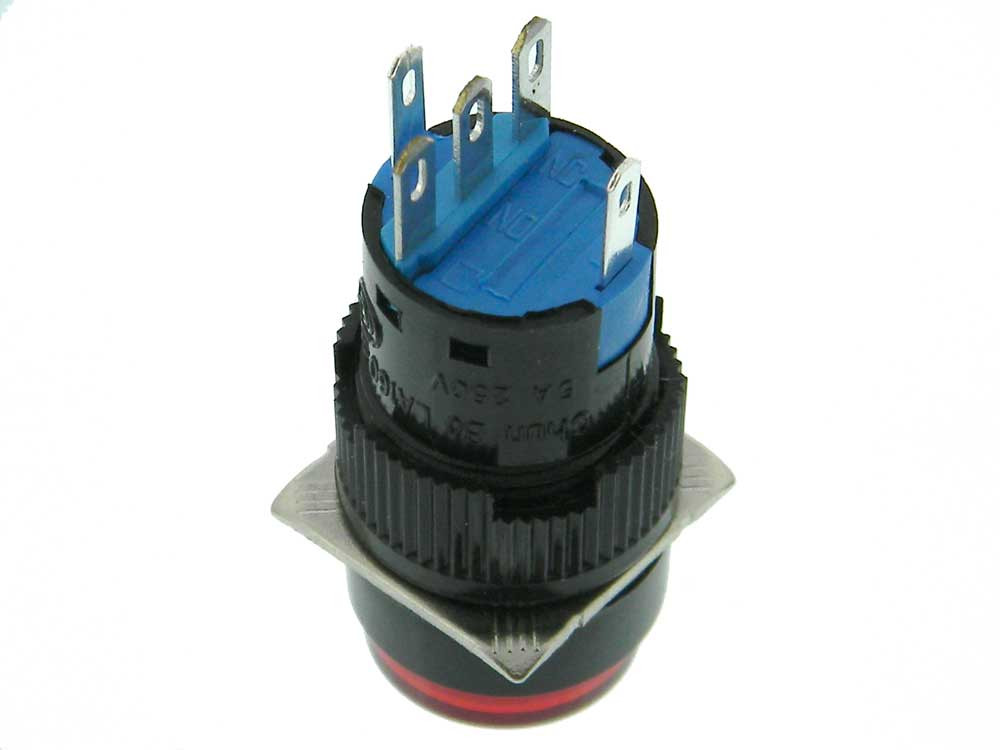 SPDT Momentary Pushbutton Switch, 12V Red