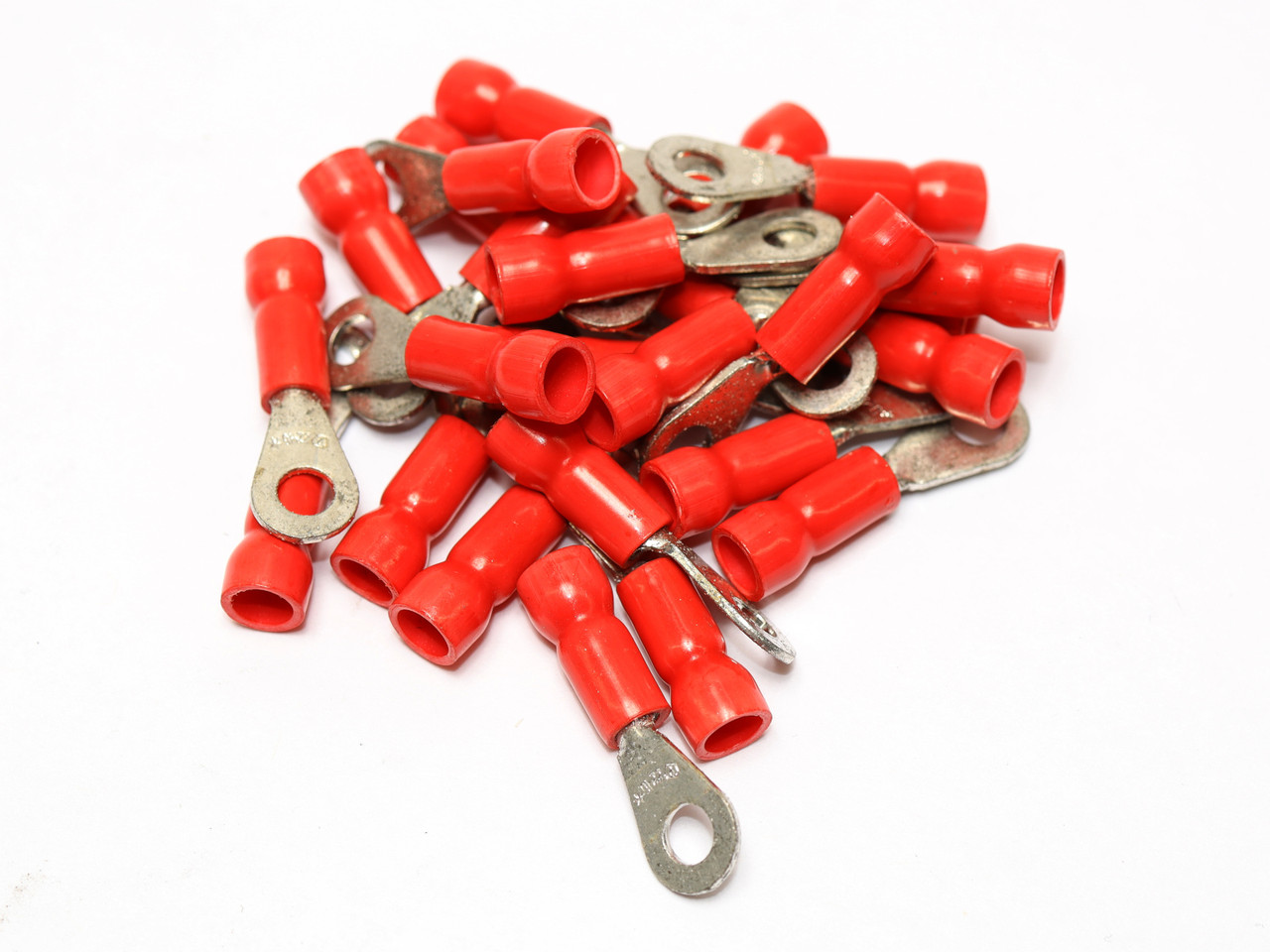 Ring Terminal, Red for 18-22AWG, #6 Stud, 25PK