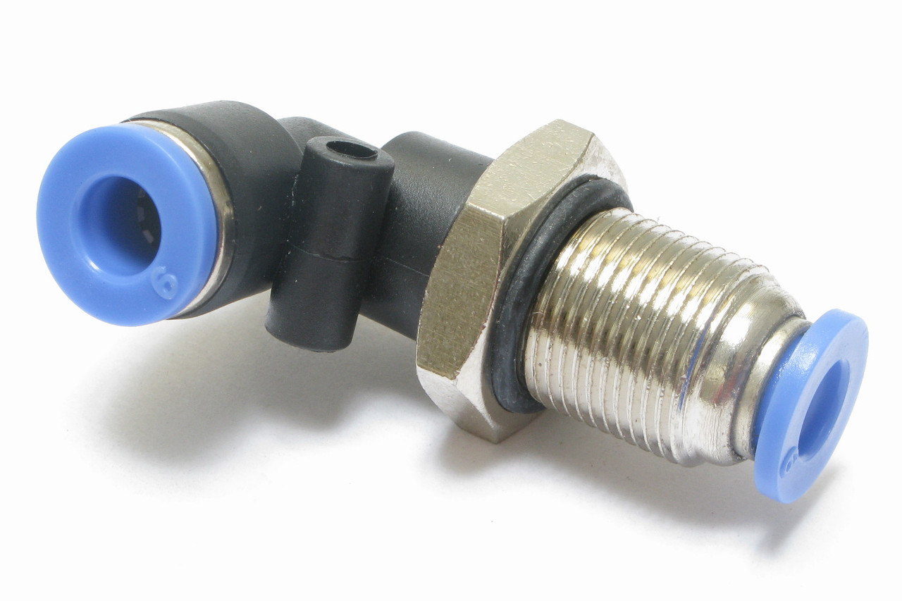 Push to Connect Tube Fitting - M14 Bulkhead Union Elbow - 6mm (1/4 in.) Tube OD