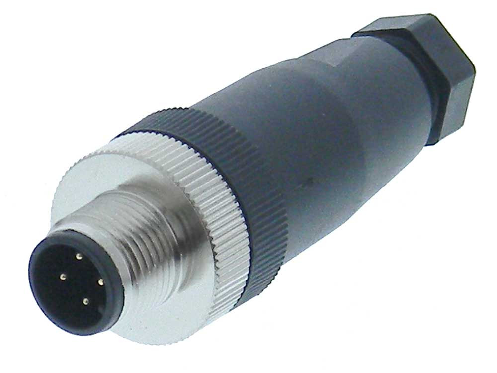 Aviation Style IP67 Connector, M12, 4 Pin Male
