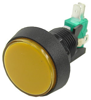 1-1/2 Inch Push Button Illuminated Game Switch - Color Amber