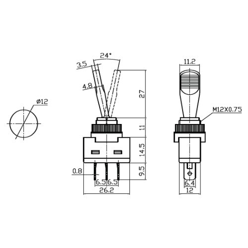 Lighted 12V Paddle Toggle Switch SPST 20A Amber