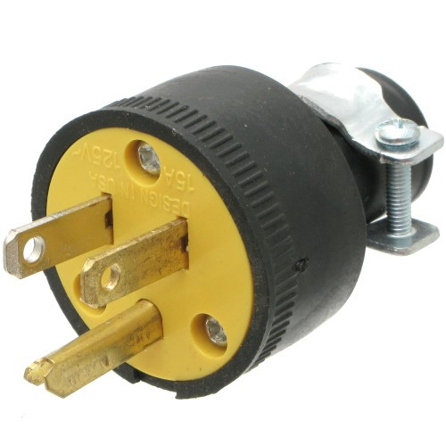 Male Edison Plug, 15 Amp, 125 Volt, Male