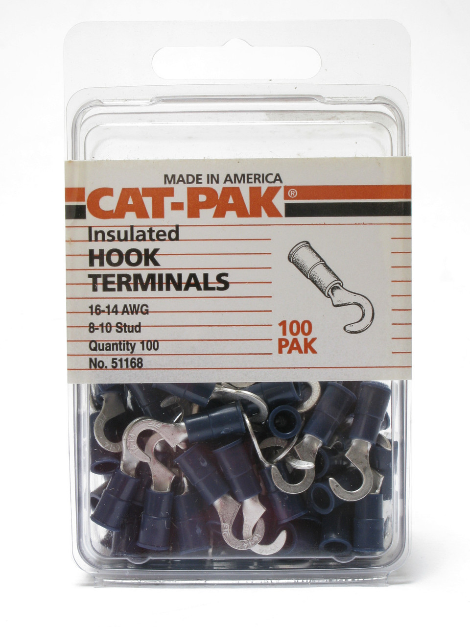 Cat-Pak Cat-51168 16-14AWG #8-10 Stud Insulated Hook Terminals, 500pcs ...