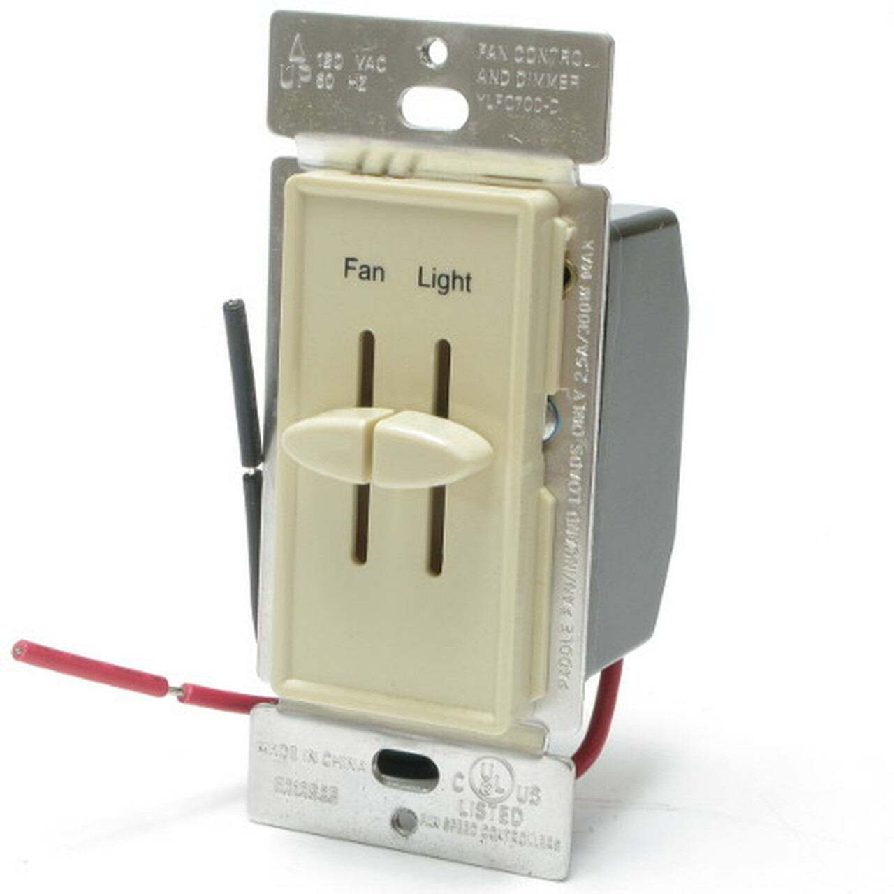 Dual Slide Fan/Light Control, 2.5 Amp Fan, 300 Watt Light, Ivory, 10pc