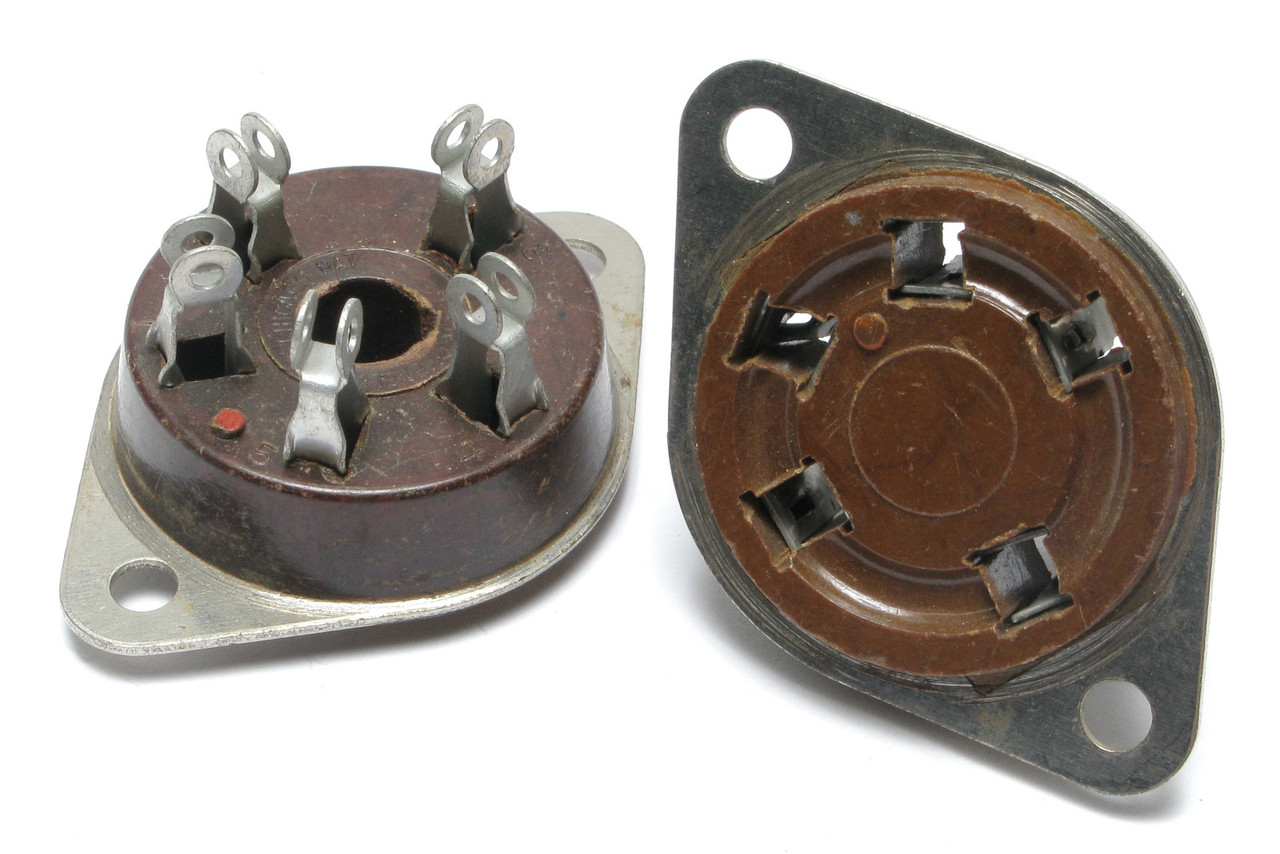 Tube Socket, Phenolic, 5-pin, 2pc Lot