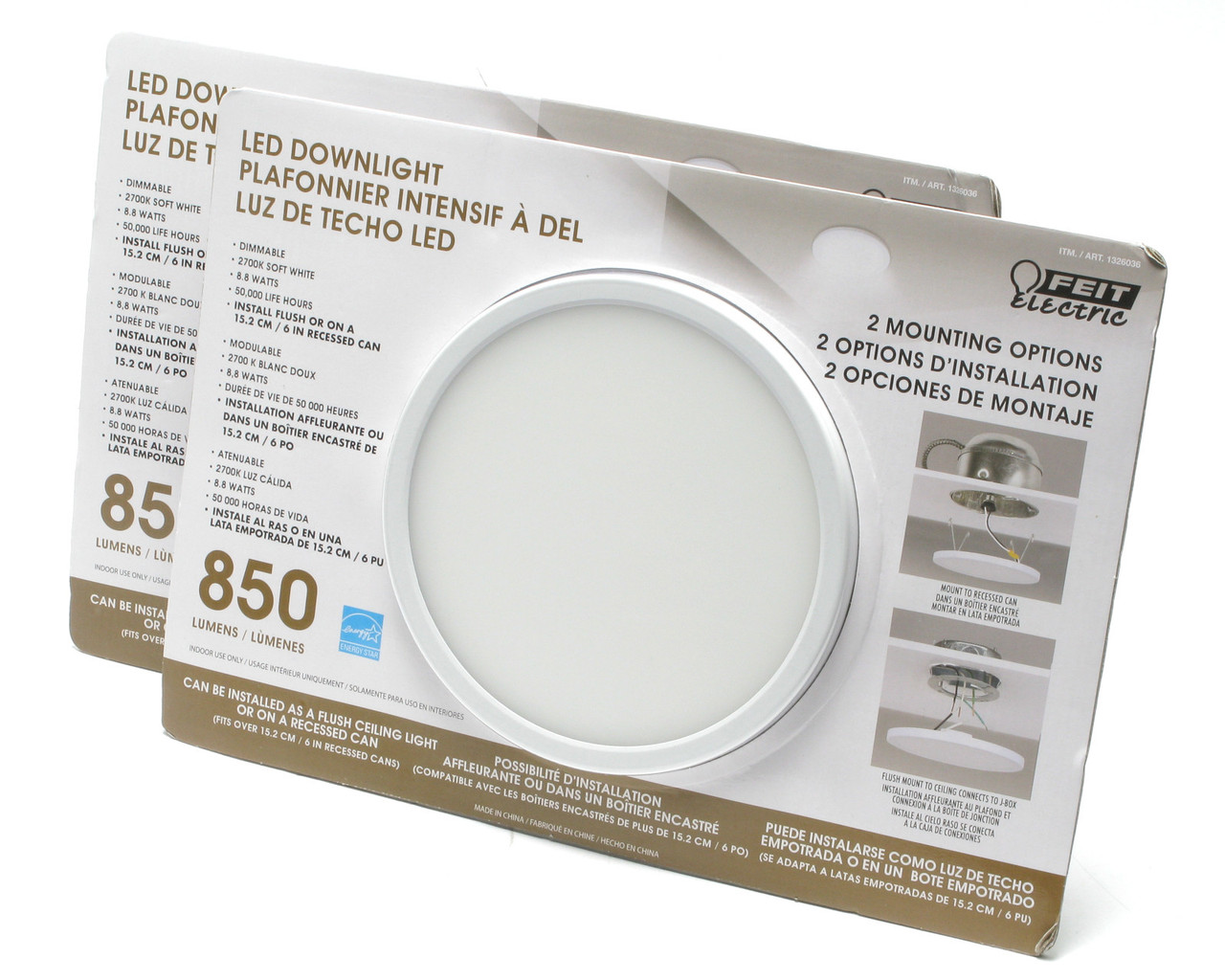 Feit Electric 7.5in 65W Soft White Flat Panel LED Downlight, 2pc Lot