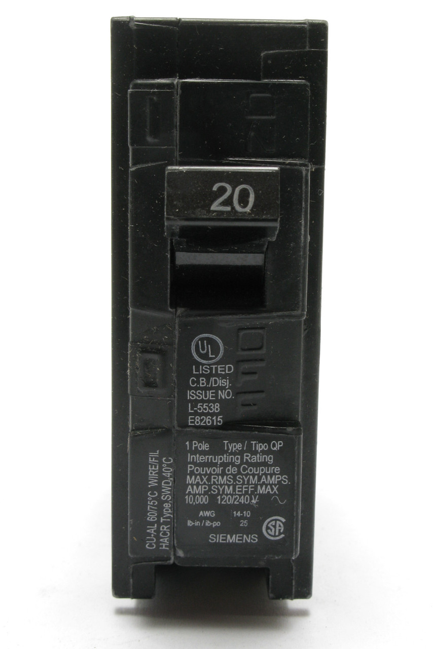Siemens Q120 120VAC 20 Amp Single-Pole Type QP Circuit Breaker, 12pcs