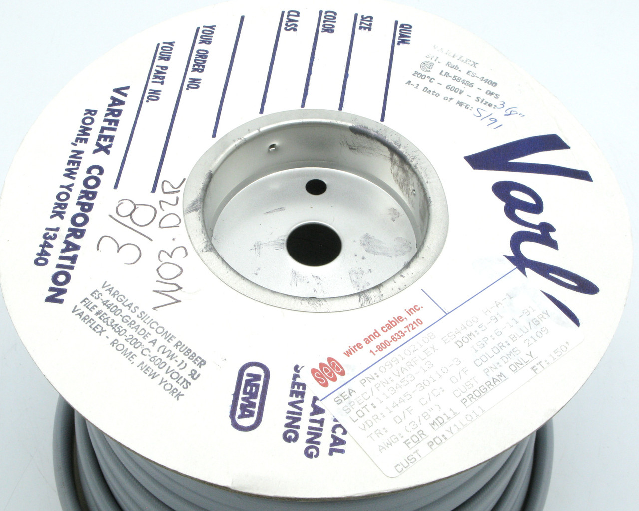 3/8" Varglas Silicone-Fiberglass High Temperature Sleeving, 25 Foot