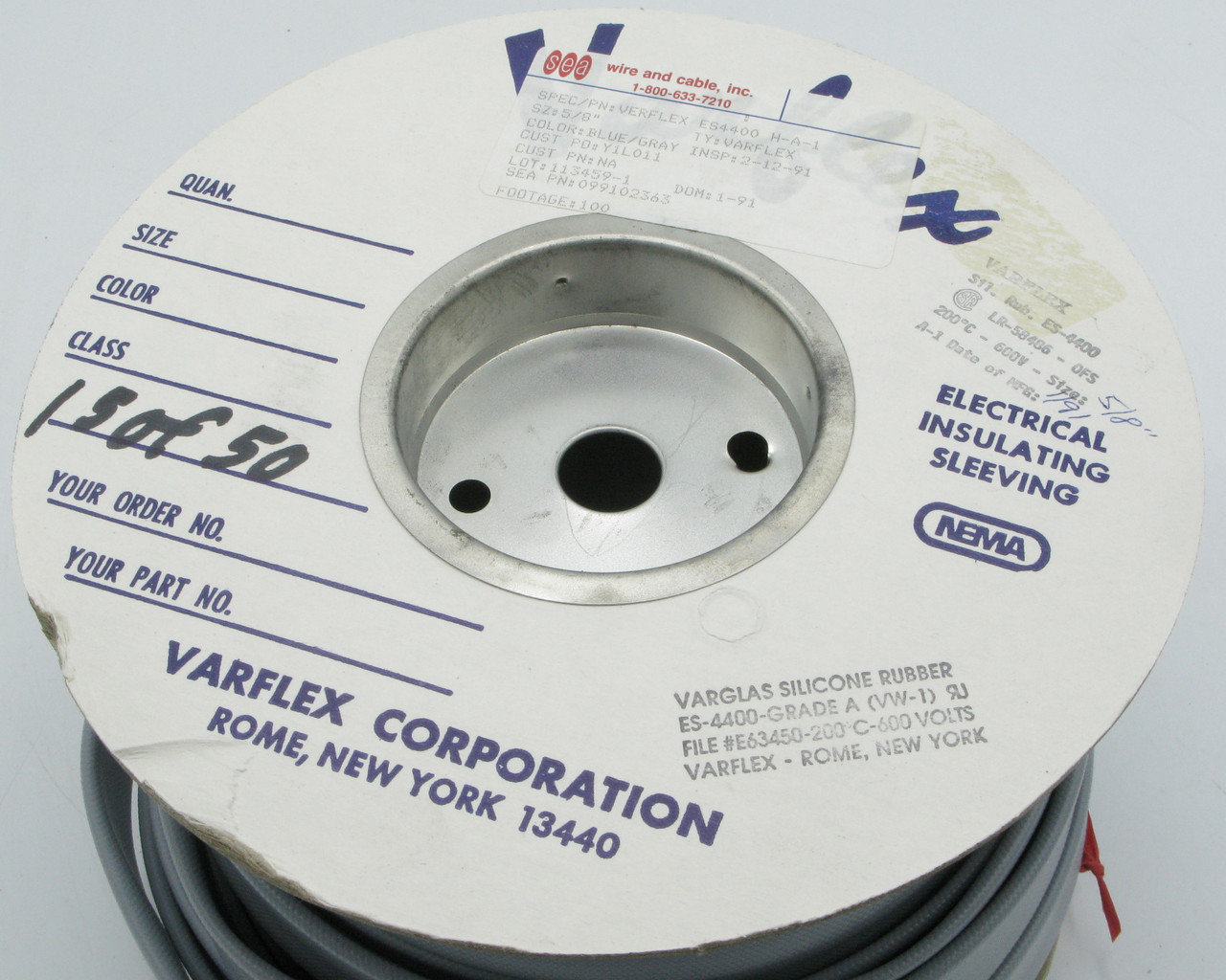 5/8" Varglas Silicone-Fiberglass High Temperature Sleeving, 25 Foot