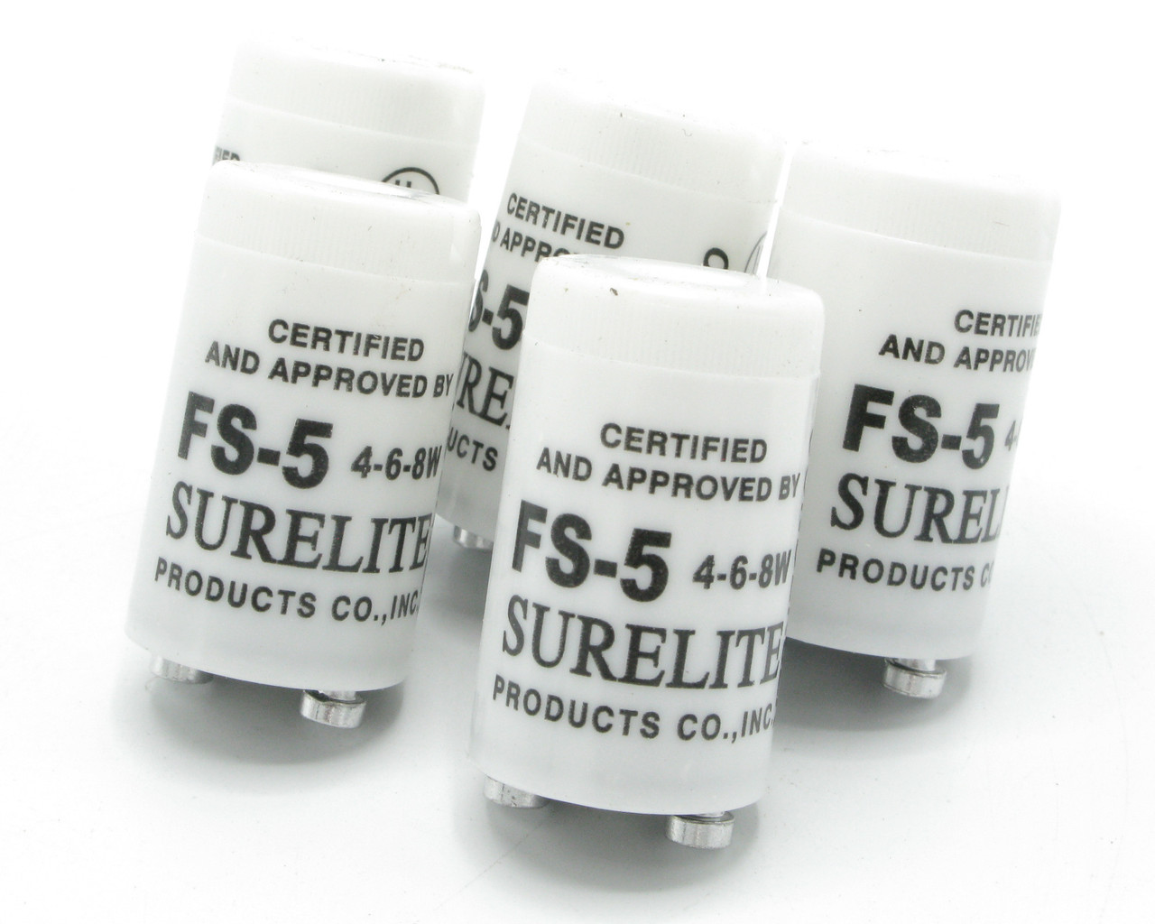 Surelite FS-5 Fluorescent Starter, 4-6-8W Lamp, 5pc Lot