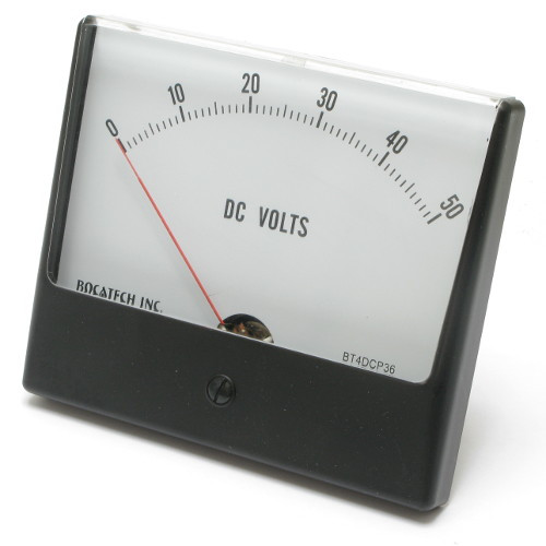 0 - 50 Volt DC Analog Panel Meter, 1 Volt Divisions