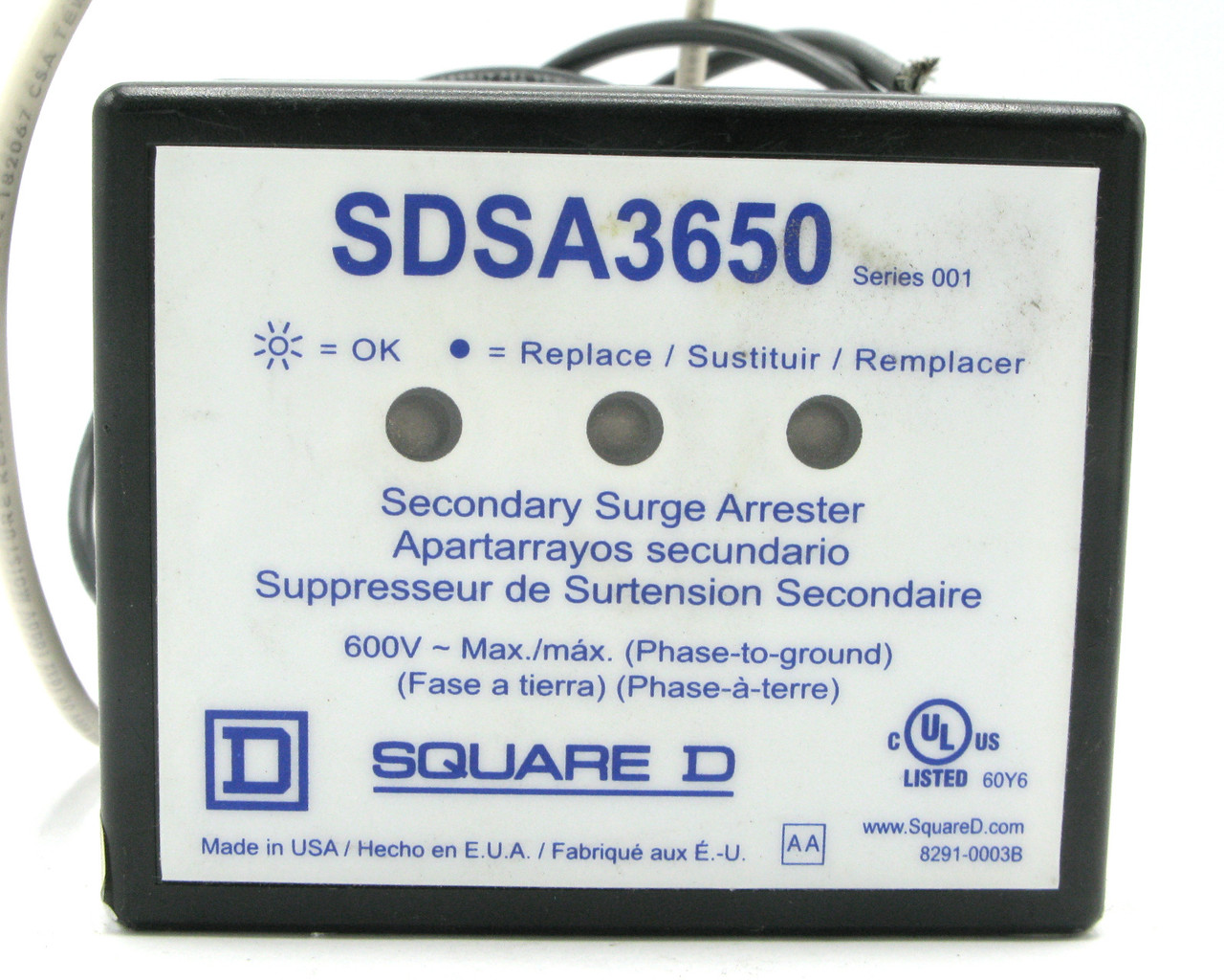 Square D SDSA3650 Surelogic 600VAC 40kA 3-Phase 4-wire Mains Surge ...