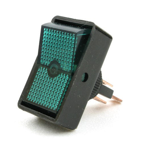 Lighted 12 Volt Rocker Switch SPST 20 Amp Green