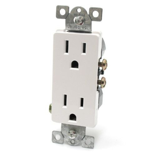 Duplex Receptacle, Decora, White, 10 Pack