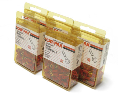 Cat-Pak Cat-51220 22-18AWG #4-6 Stud Insulated Ring Terminals, 500pcs ...