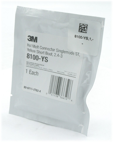 3M Connector 8100-YS ST Singlemode Hot Melt Yellow Boot, 60pc