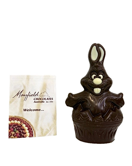 Mr Cuddles Dark Chocolate Easter Egg Rabbit | Mayfield Chocolates