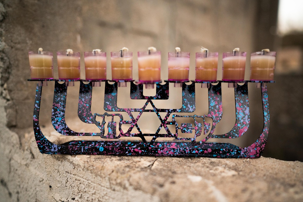 Colorful unique hanukkah menorahs