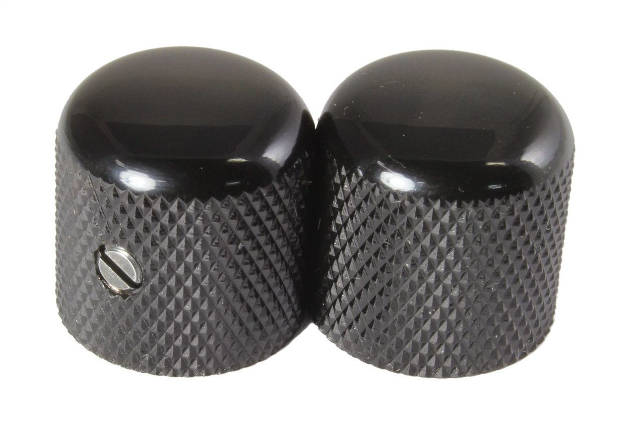Metal Dome Round Top Knobs for 1/4" solid shaft pot - Black Set of 2 ...