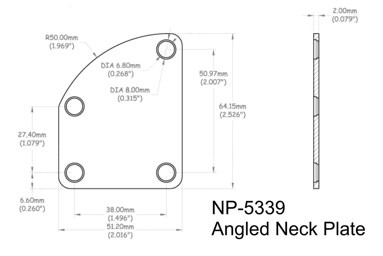 Angled Guitar Neck Plate .079" thick (no screws) - Philadelphia Luthier ...