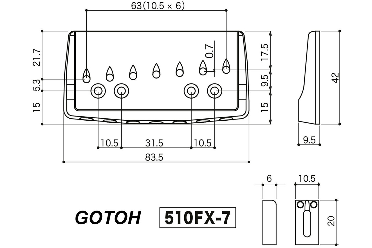 GOTOH 510FX-7 7-String Fixed Bridge CNC Machined w/ Steel Saddles ...